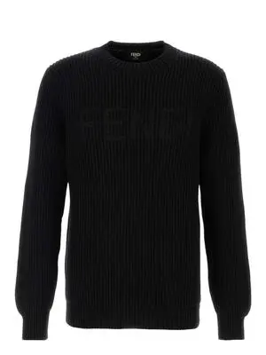 Fendi Logo Lettering Crewneck Jumper - Black