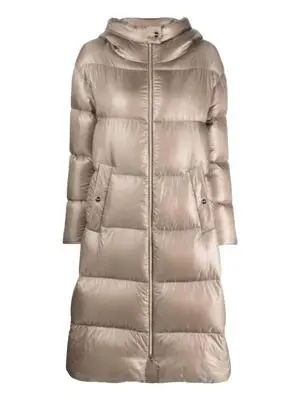 Herno Padded Zip-up Long Coat - Nude