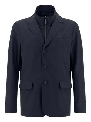 Herno Herno Layered Buttoned Jacket With Removable Bib Black