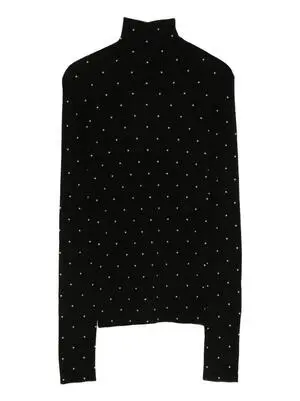 Rabanne Second-skin Studded Knit Turtleneck - Black