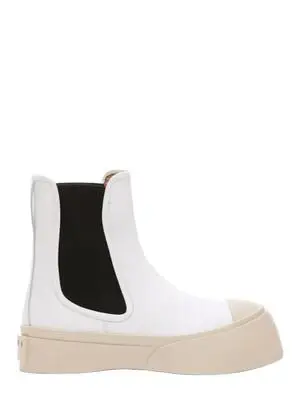 Marni Round Toe Slip-on Ankle Boots - White