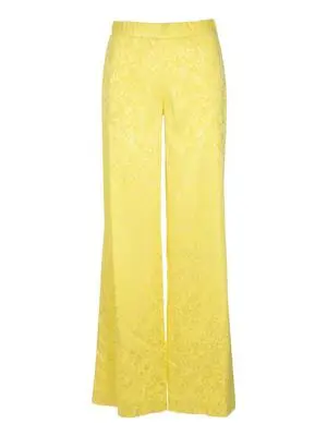 P.a.r.o.s.h Floral Jacquard Wide-leg Pants - Yellow