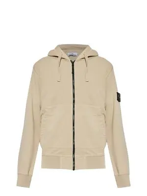 Stone Island Logo-patch Zip-up Hoodie - Nude