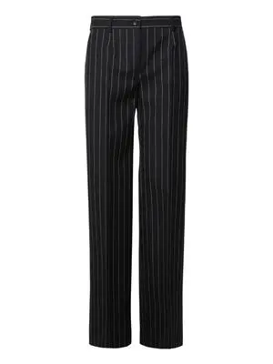 Dolce & Gabbana Pinstriped Straight Leg Pants - Black