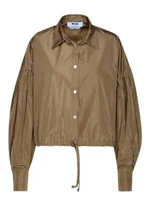 MSGM Drawstring-hem Puff-sleeved Shirt - Brown
