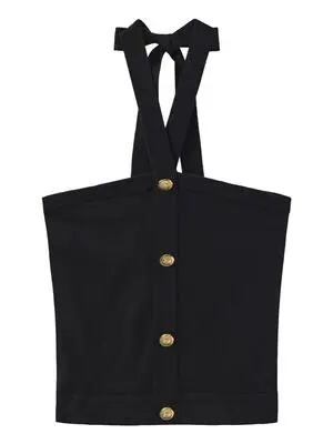 Marissa Chiara Halter Neck Button-up Top - Black