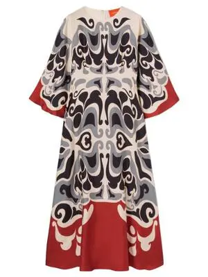La DoubleJ Bell Sleeve Printed Maxi Dress - Ivory