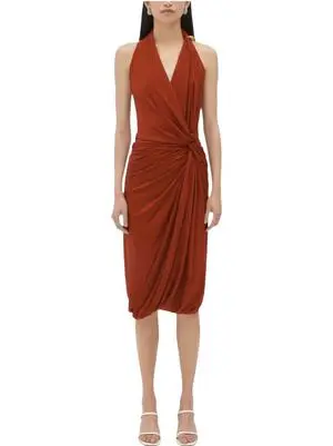 Bottega Veneta Drop Detailed Midi Dress - Red