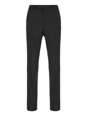 Zegna Zegna Tailored Button Trousers Black