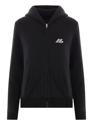 Balenciaga Logo Printed Zip-up Hoodie - Black