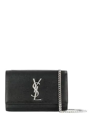 Saint Laurent Kate Logo Plaque Small Shoulder Bag - Black