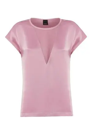 Pinko Round Neck Short Sleeve Blouse - Pink