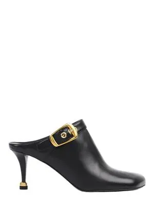 Chloé Andrea Heeled Mules With Engraved Buckles - Black
