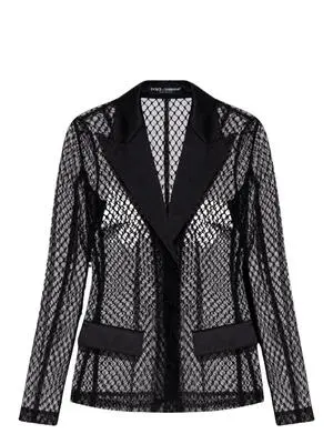 Dolce & Gabbana Single-breasted Mesh Blazer - Black