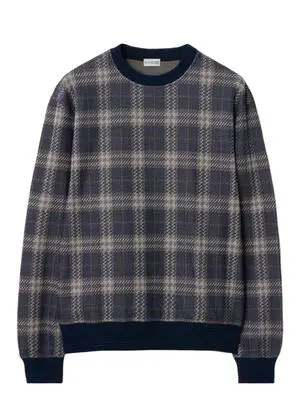 Burberry Checked Crewneck Jumper - Indigo