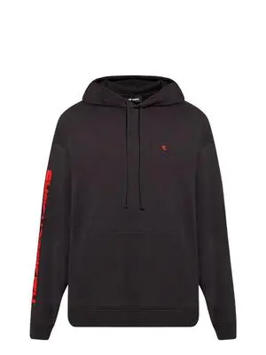 Raf Simons Logo Embroidered Drawstring Hoodie - Black