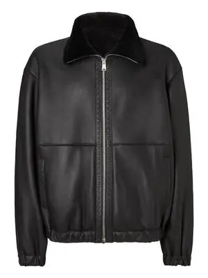 Fendi Shearling Trimmed Oversized Blouson Jacket - Black