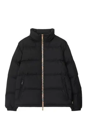 Burberry High Neck Zip-up Padded Jacket - Black
