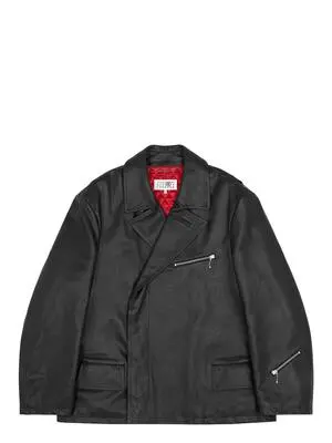 MAISON MARGIELA Leather Double-breasted Jacket - Black