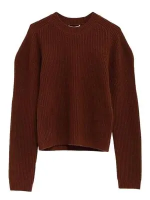 J.W.ANDERSON Puff-sleeved Crew Neck Jumper - Red Brown