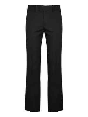 COURREGES Straight Leg Pressed Crease Pants With Embroidered Logo - Black