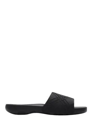Burberry Checked Slip-on Slides - Black