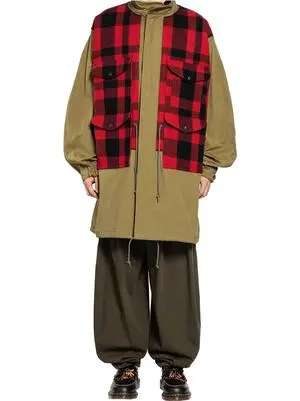 Junya Watanabe Checked Drawstring Coat - Green