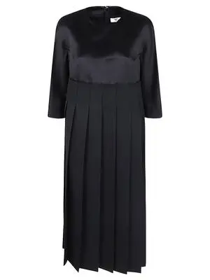 Comme Des Garçons Pleated Midi Dress - Black