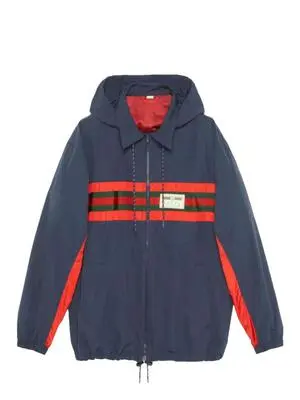 Gucci Logo-appliquéd Hooded Windbreaker - Blue