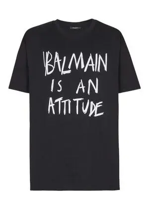 Balmain Logo Printed Crewneck T-shirt - Black