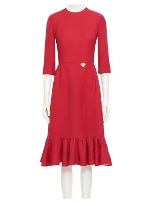 VALENTINO Valentino Crepe Couture Midi Dress With Heart Jewel Button