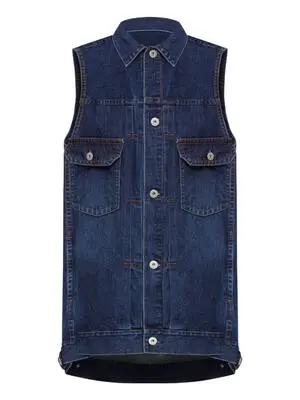 Sacai Button-up Denim Vest - Blue