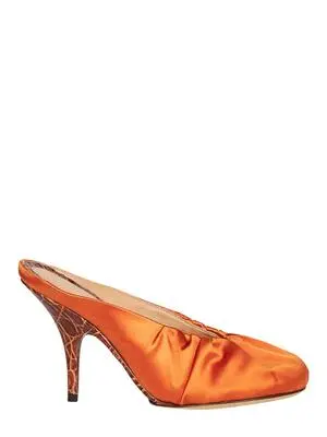 Dries Van Noten Heeled Satin Sandals With Pleated Detailing - Orange