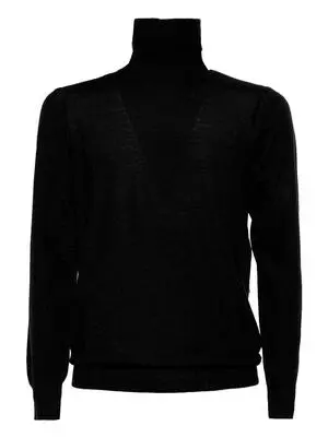 PAOLO PECORA Ribbed Roll Neck Knitted Jumper - Black