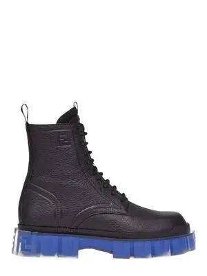 Fendi Ff-motif Combat Boots - Black
