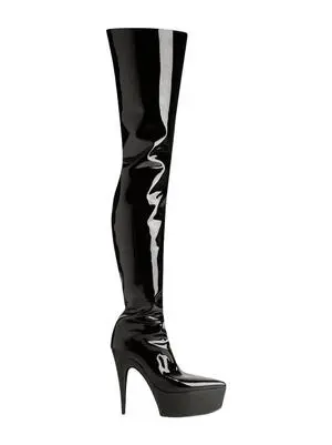 Balenciaga Over The Knee Patent Leather Boots - Black