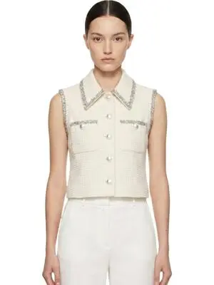 Marissa Chiara Sleeveless Embellished Vest - White