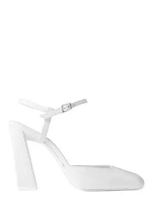 Amina Muaddi Square Toe High Heel Pumps - White