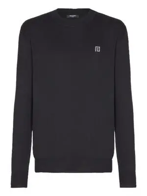 Balmain Logo Intarsia Crewneck Jumper - Black
