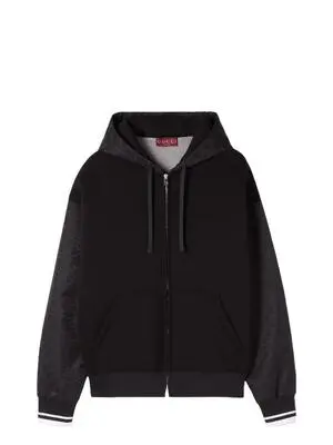 Gucci Jersey Wool Zip Jacket With Gg Nylon Inserts - Black