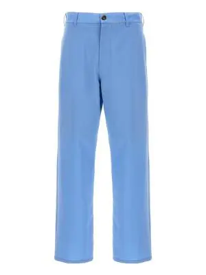 Marni Tailored Trousers With Logo Embroidery - Light Blue