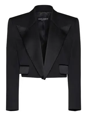 Dolce & Gabbana Cropped Tailored Blazer With Lapel Detail - Black