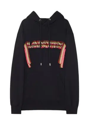 LANVIN Logo Patch Drawstring Hoodie - Black