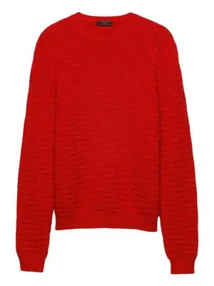 Prada Crewneck Knitted Sweater - Red