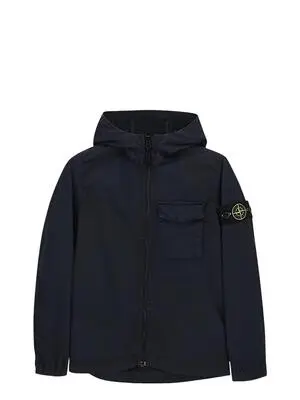 Stone Island Crinkled Cotton-jersey Hoodie Jacket - Blue