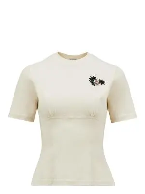 MONCLER Moncler Beaded Floral Detail Crewneck T-Shirt