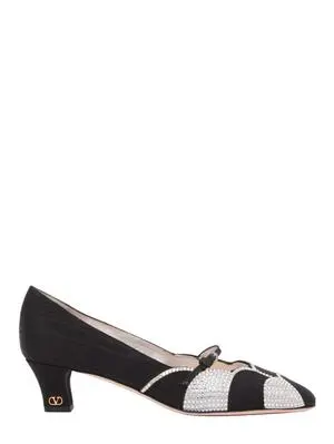 Valentino Garavani Embellished Almond Toe Pumps - Black/silver