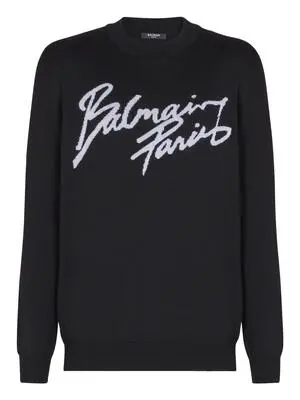 Balmain Paris Intarsia Merino Wool Jumper - Black