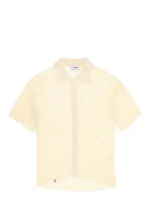BONSAI Short-sleeved Buttoned Knitted Cardigan - Nude