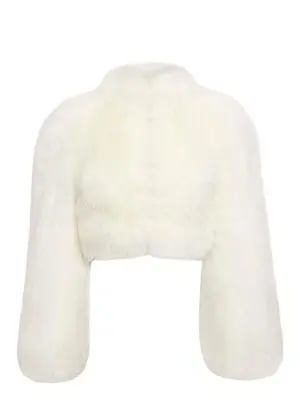 Alaïa Cropped Jacket With High Neck And Puff Shoulders - White